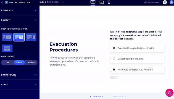 Multiple choice blocks – HowToo Help